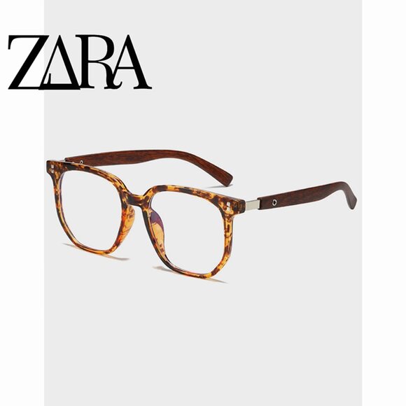 Zara | Accessories | Wood Grain Large Frame Glasses Frame Retro Leopard ...